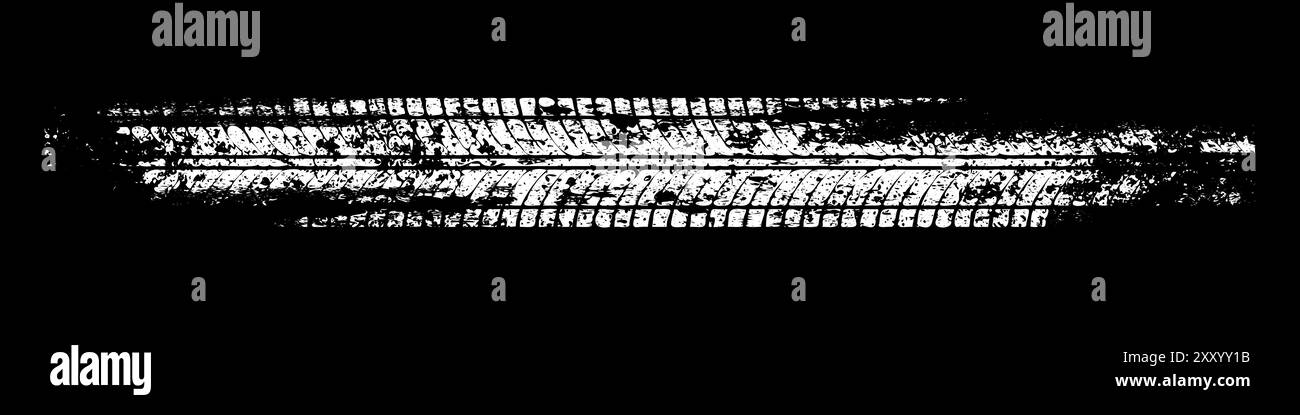 Grunge tire track, wheel braking marks. White truck, car or motorcycle ...