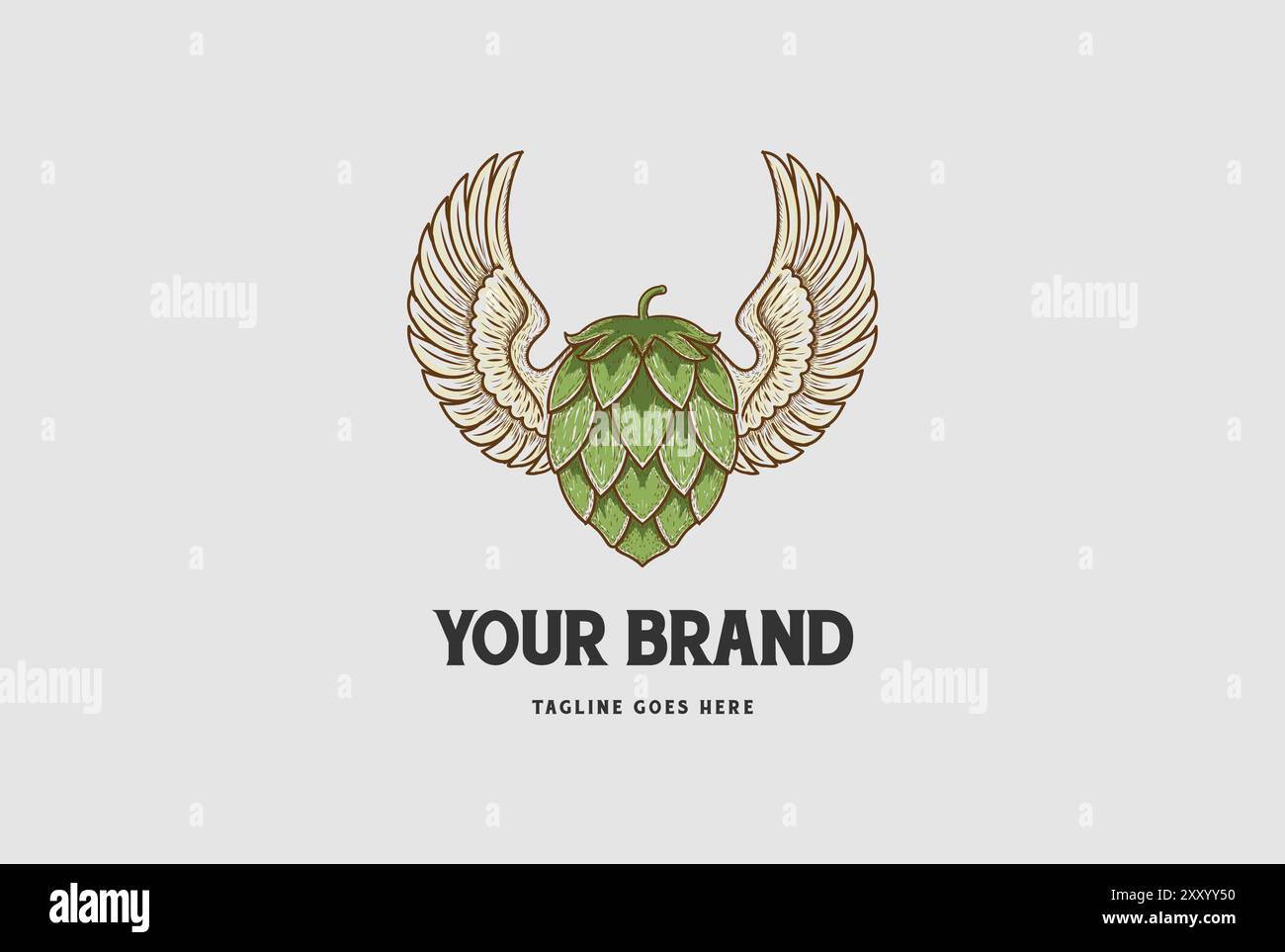 Vintage Spread Wings with Hop for Craft Beer Brewing Brewery Label Logo Design Vector Stock ...