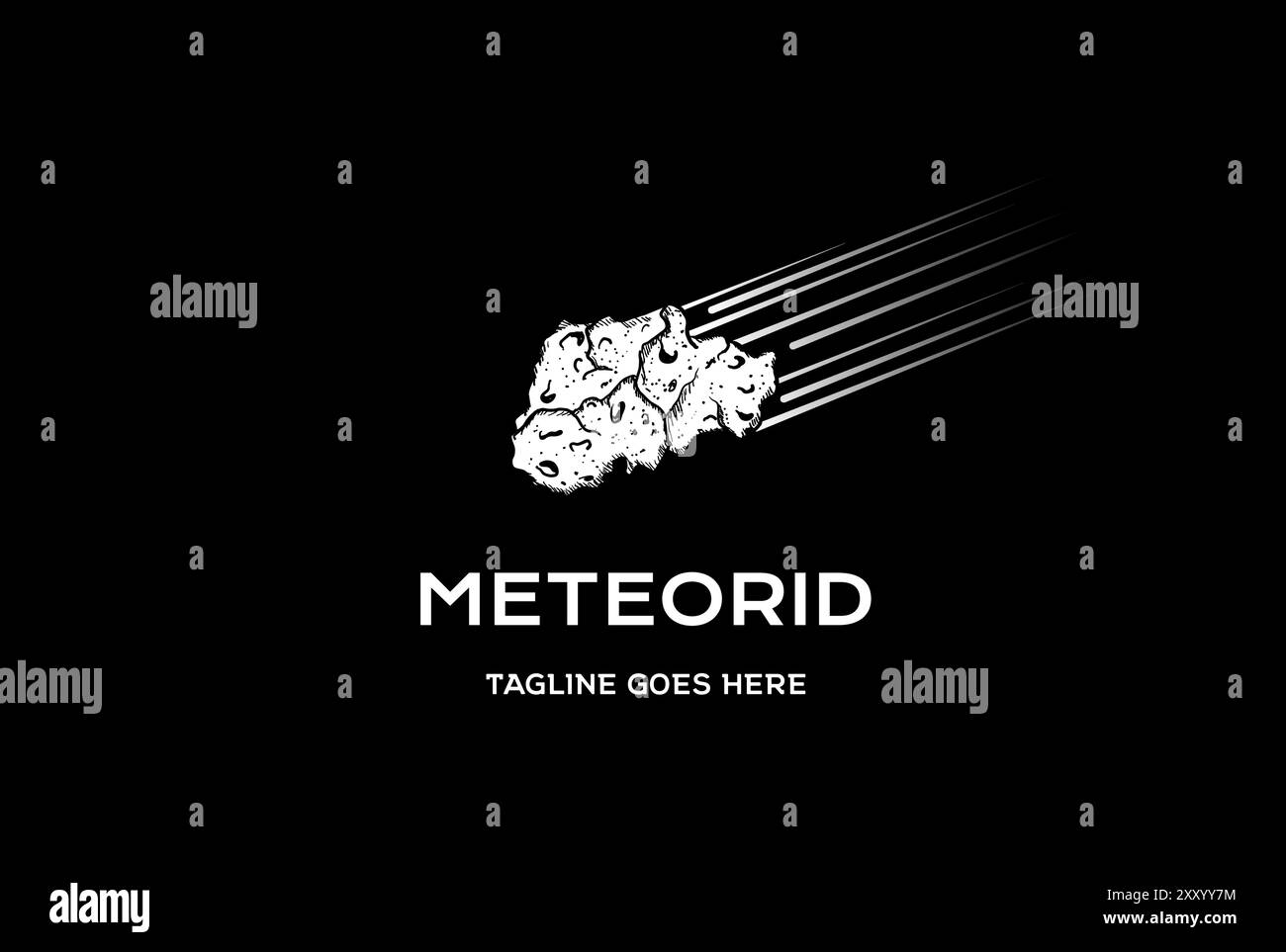 Vintage Retro Flying Meteor or Asteroid Stone in the Dark Sky Logo ...