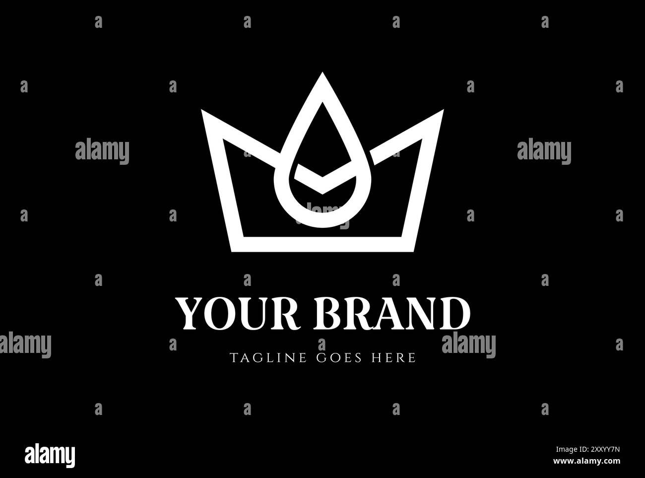 Simple Minimalist Royal King Crown with Water Liquid Aqua Oil Drop Logo ...