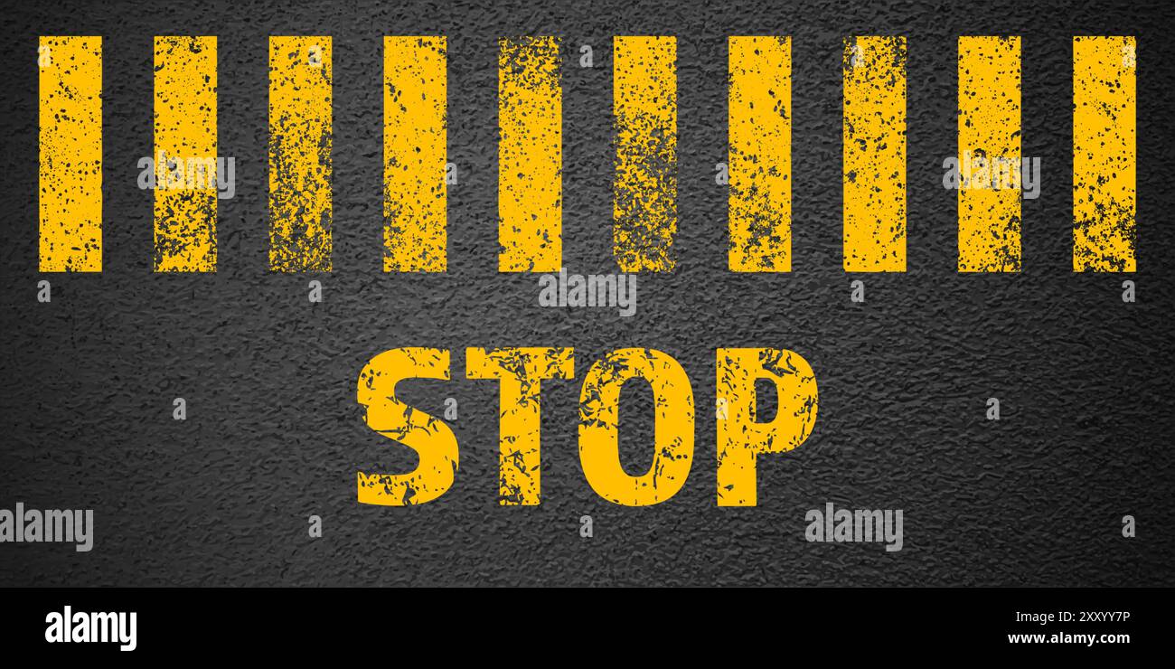 Asphalt road with stop lane marking, concrete highway surface, texture ...