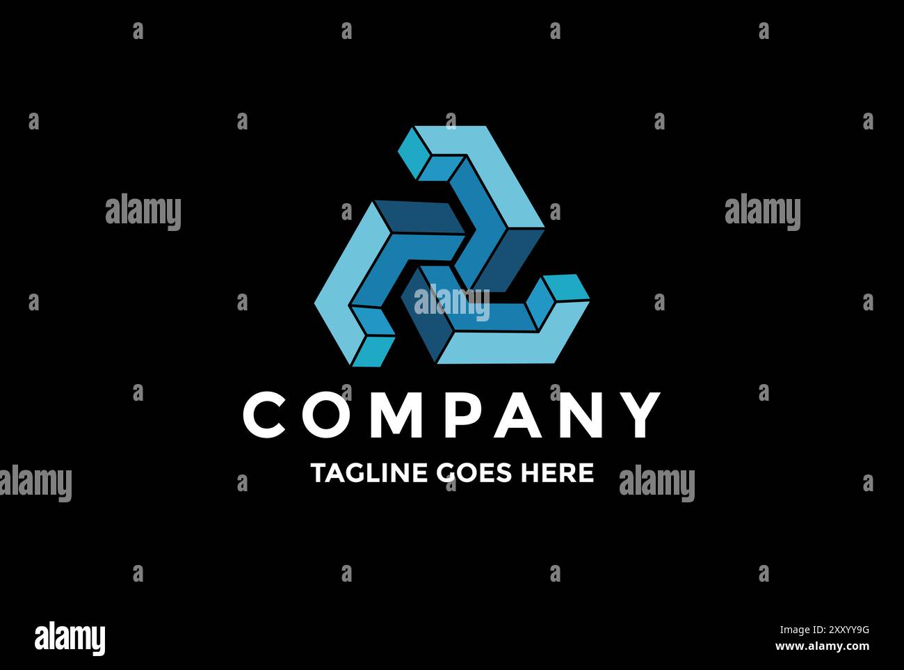 Futuristic Modern 3D Triangle Hub Chain Logo Design Vector Stock Vector ...