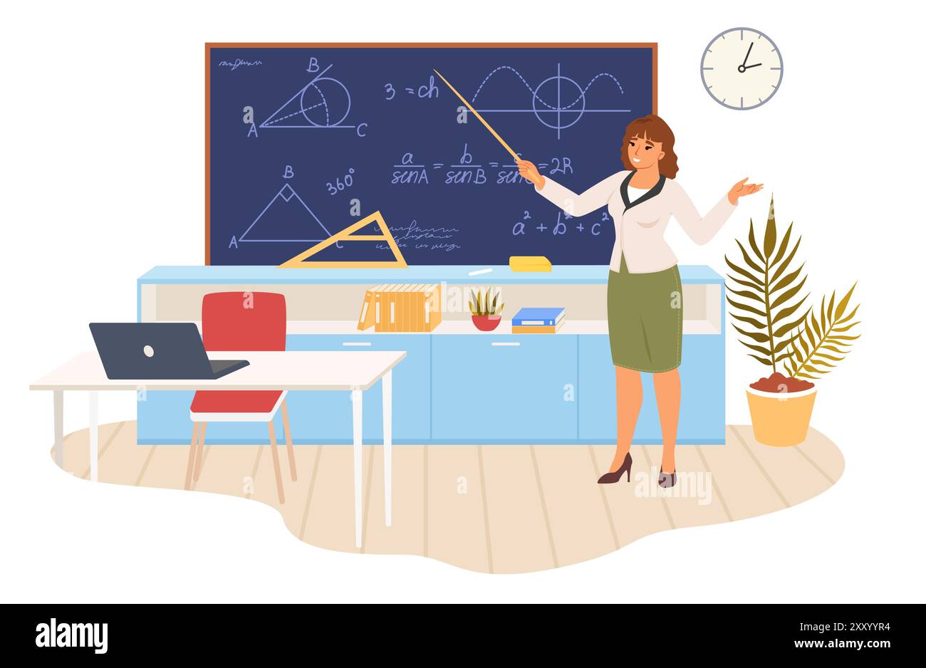 Female teacher blackboard in Cut Out Stock Images & Pictures - Alamy