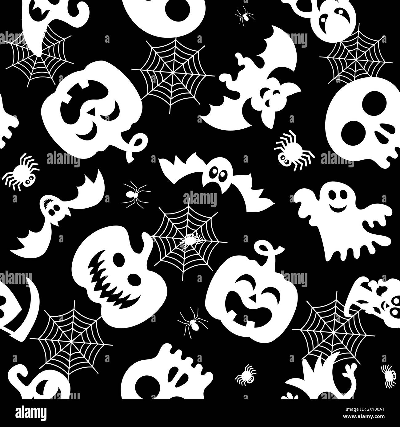 Halloween vector set. Pumpkin, bat, ghost. Simple seamless pattern ...