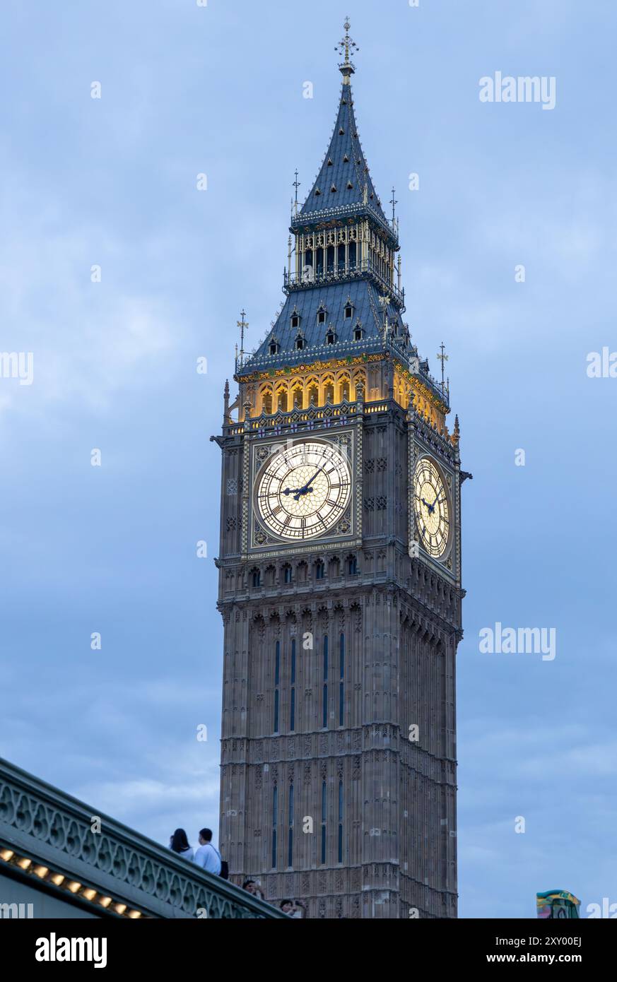 View of Big Ben time clock atop Elizabeth Tower in London, England at ...