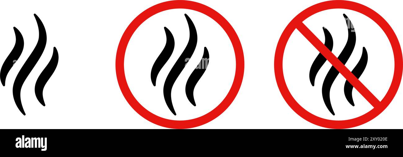 Anti bad smell icon. Odor control label. Forbidden flavors symbol ...