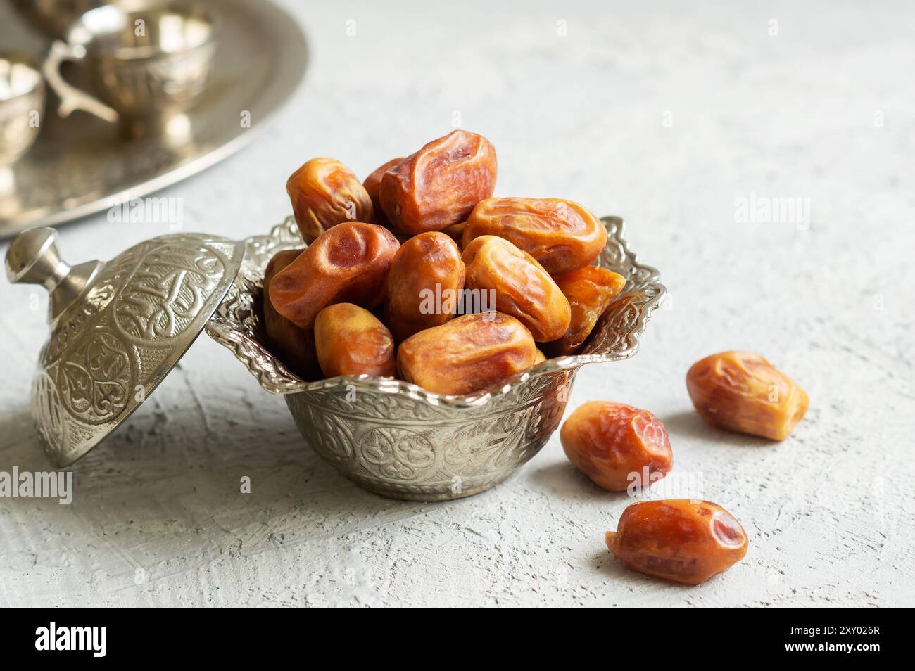 Ramadan palm fruit dates in silver bowl symbolize sacred month for ...