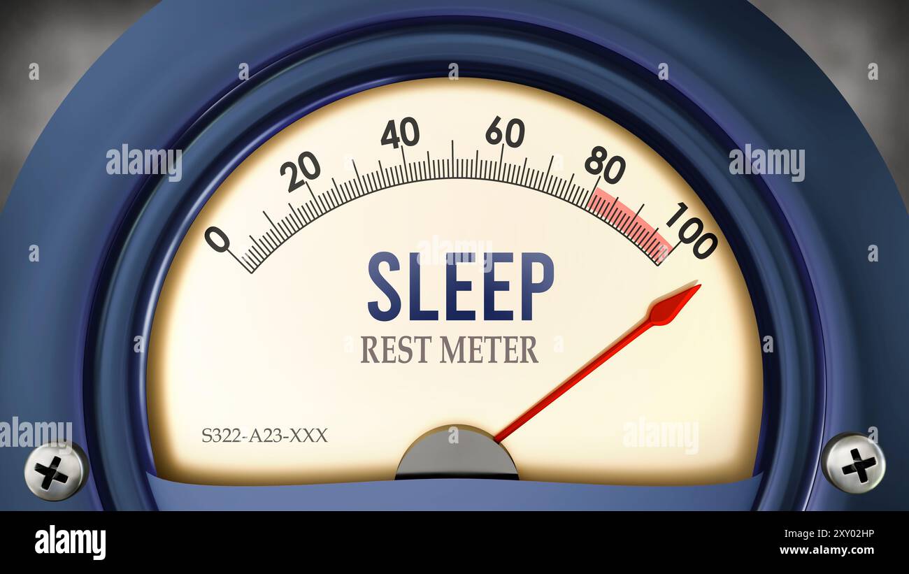 Sleep and Rest Meter that is hitting a full scale, showing a very high ...