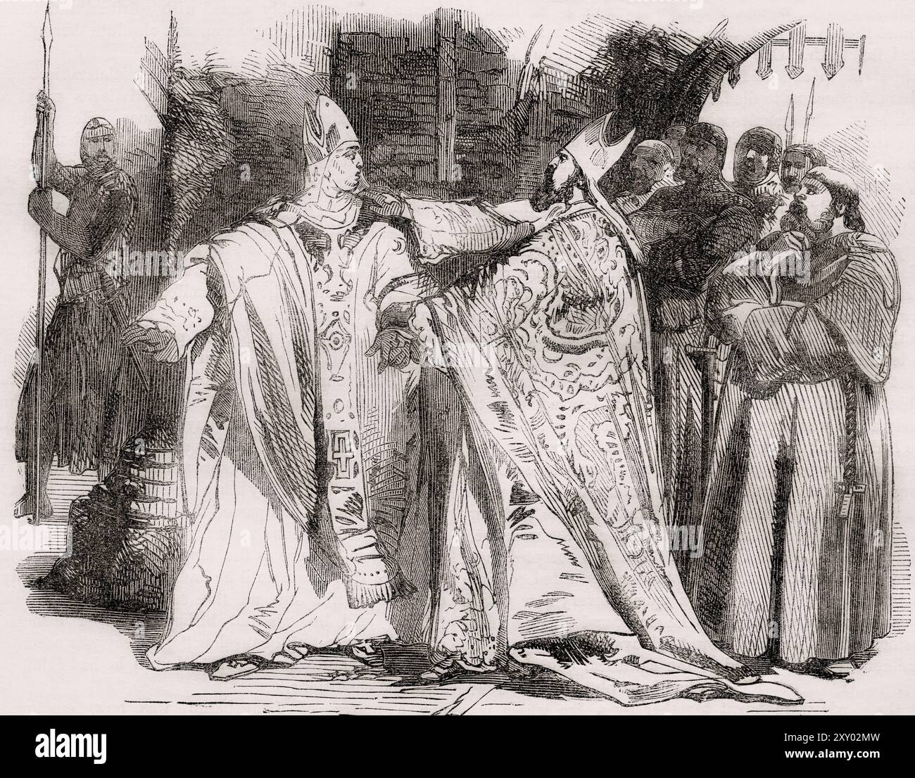 William Longchamp arresting Hugh de Puiset at Tickhill castle, 1190 ...