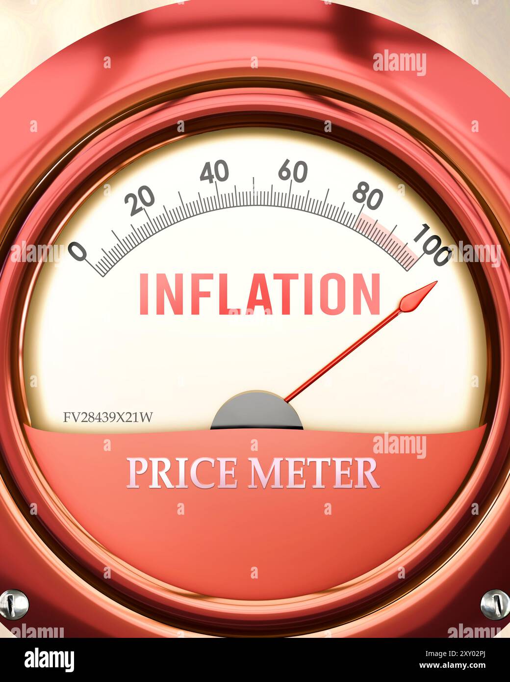 Inflation and Price Meter that is hitting a full scale, showing a very ...