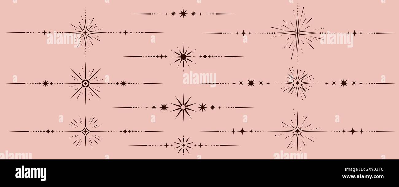 Magic vector border with celestial stars. Astrology fantasy decorative ...