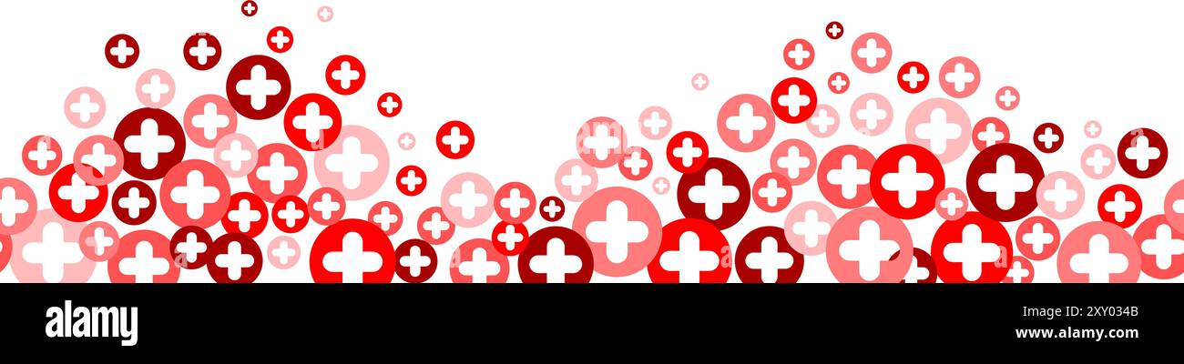 Medical cross and plus background. Abstract seamless red border for ...