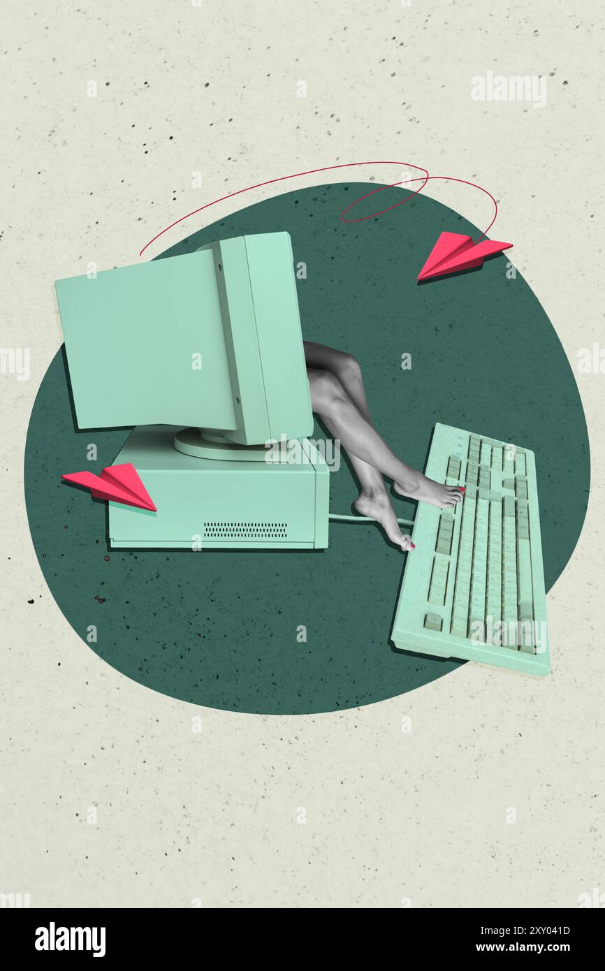 Composite trend artwork sketch image photo collage of remote job legs ...