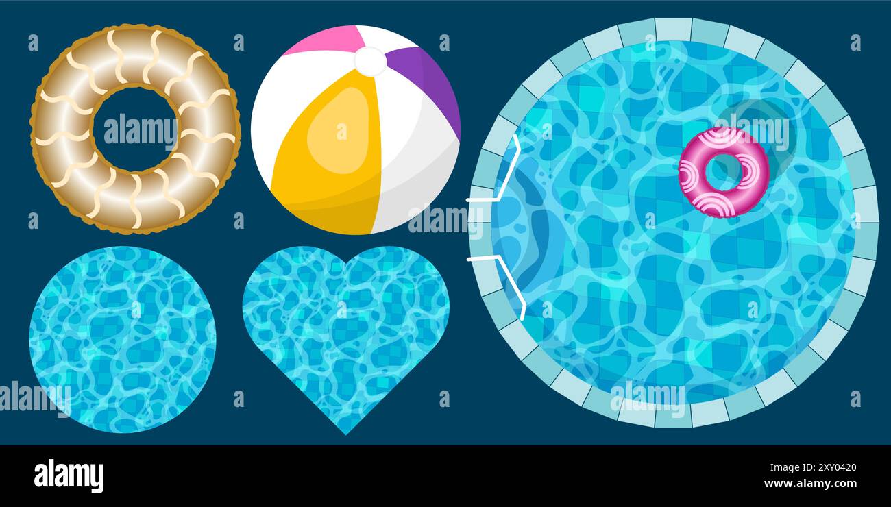 Realistic swimming pool bottom with blue water waves texture. Summer ...