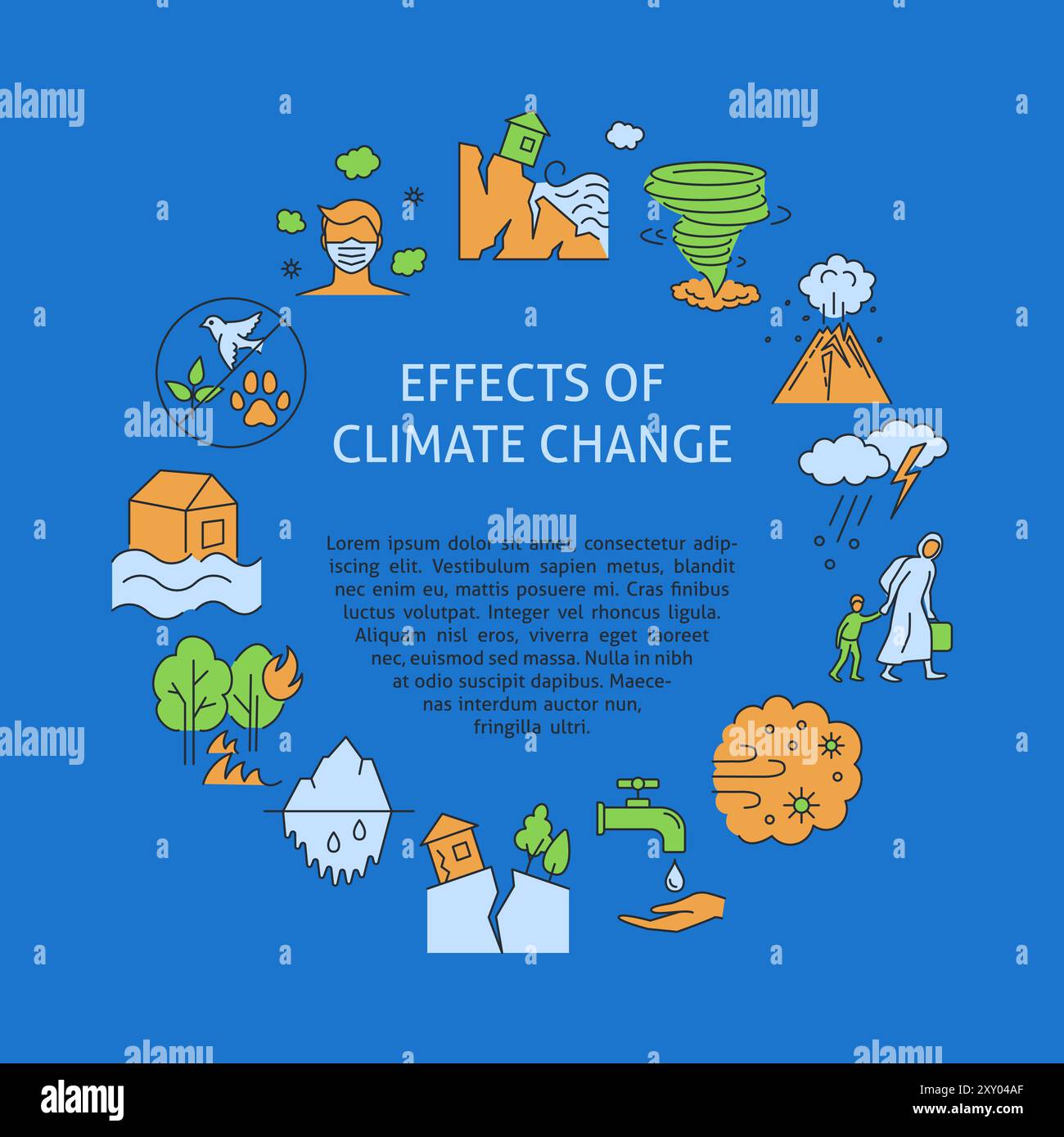 Effects of climate change banner template with place for text. Vector ...