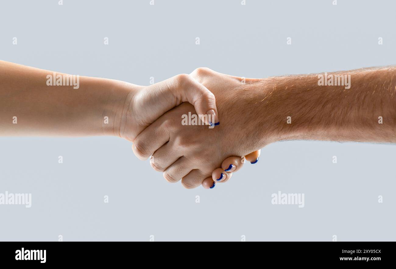 Handshake, friend's greetings. Teamwork, communications. Two hands ...