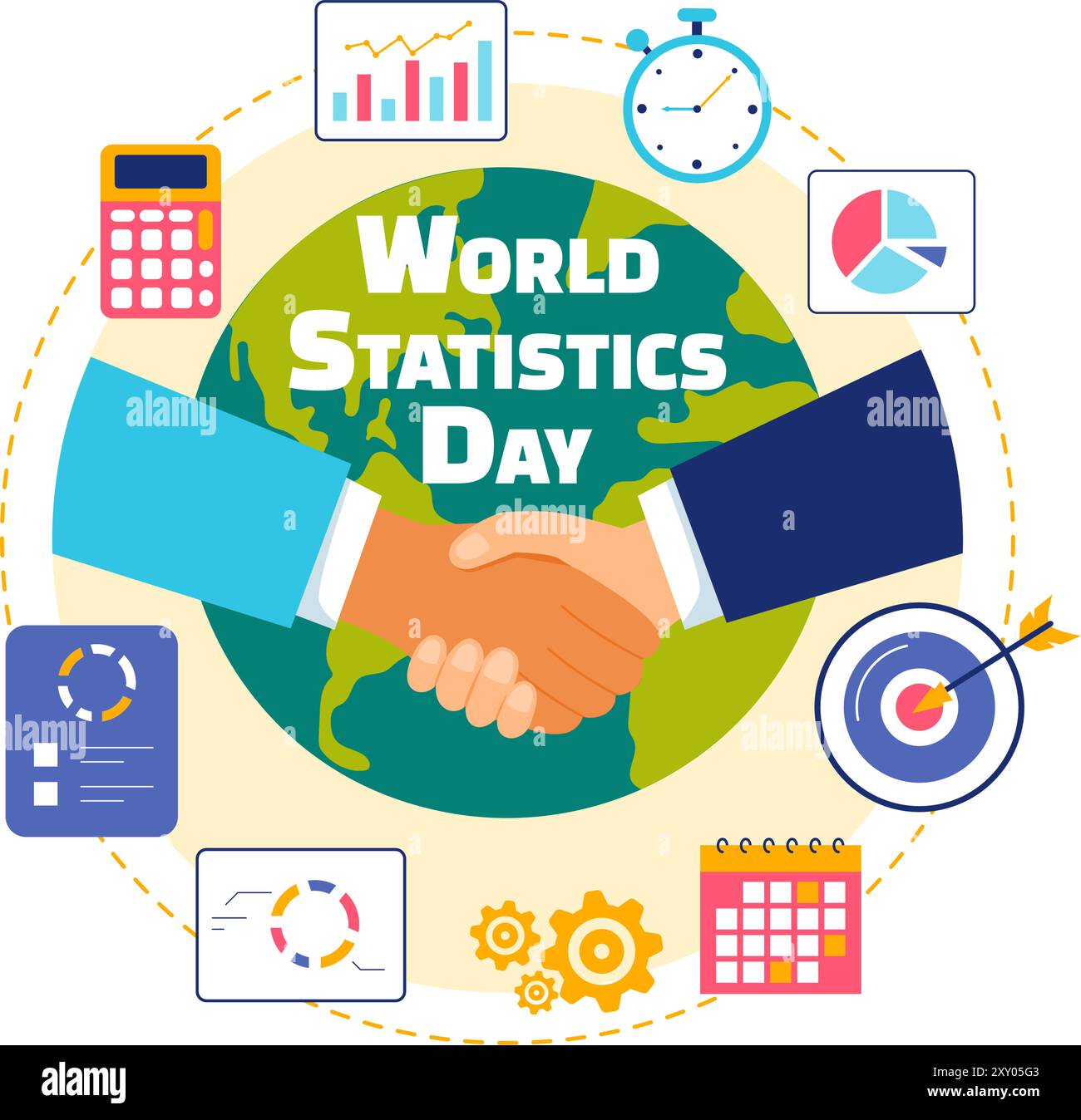 National Statistics Day Vector Illustration Featuring Data Calculation ...