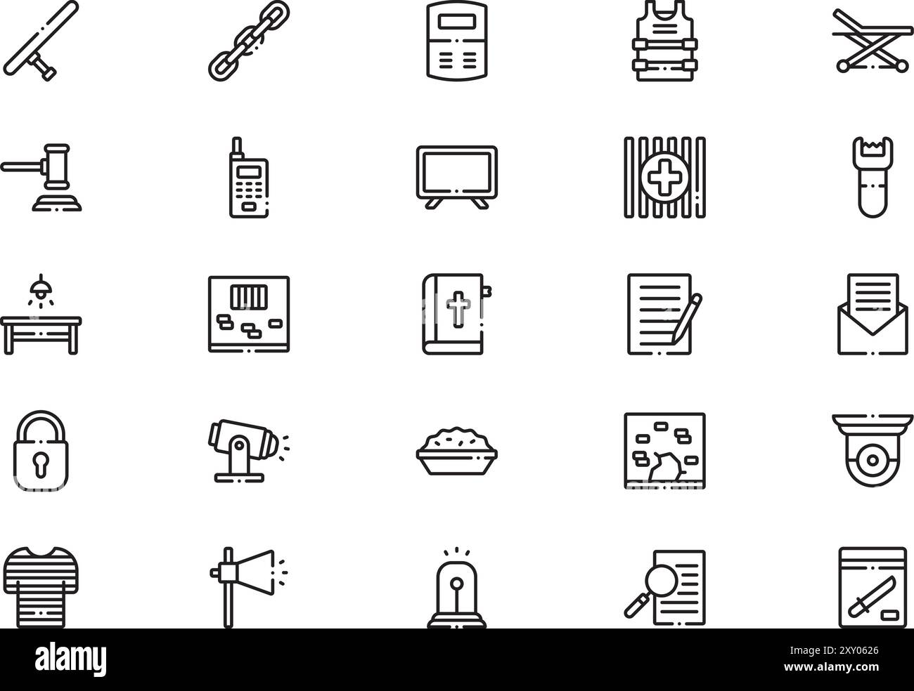 Prison icons collection is a vector illustration with editable stroke ...