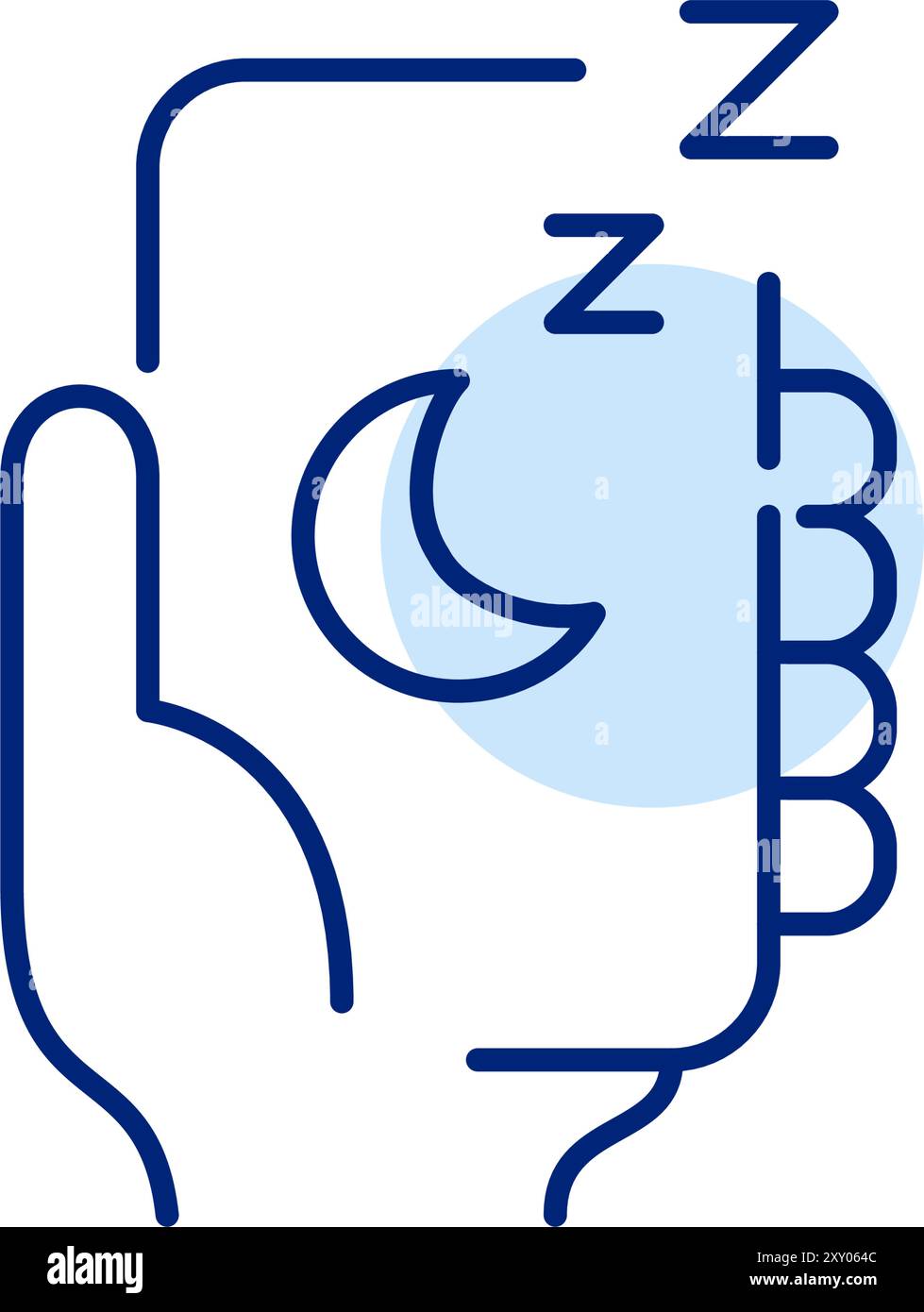Hand holding smartphone with moon and zz sleep symbols. Quiet night ...