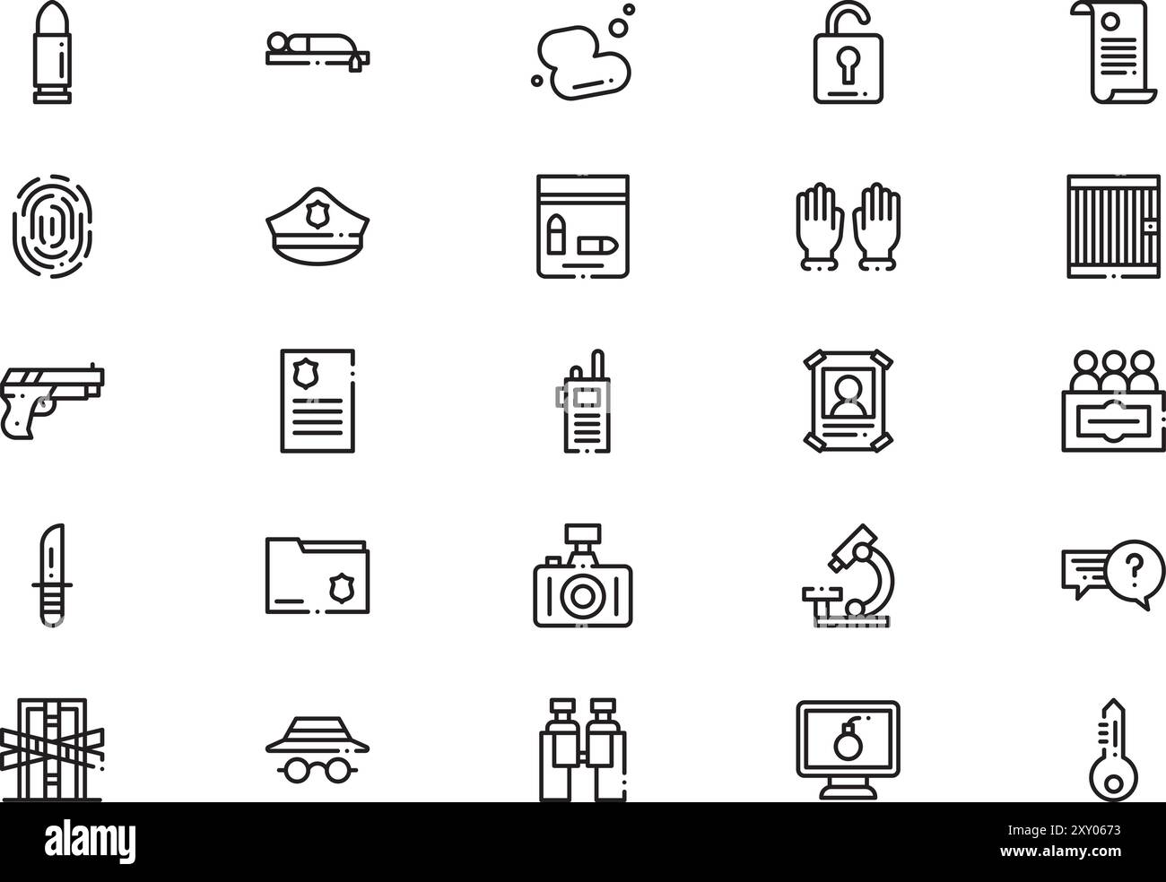 Crime investigation icons collection is a vector illustration with ...