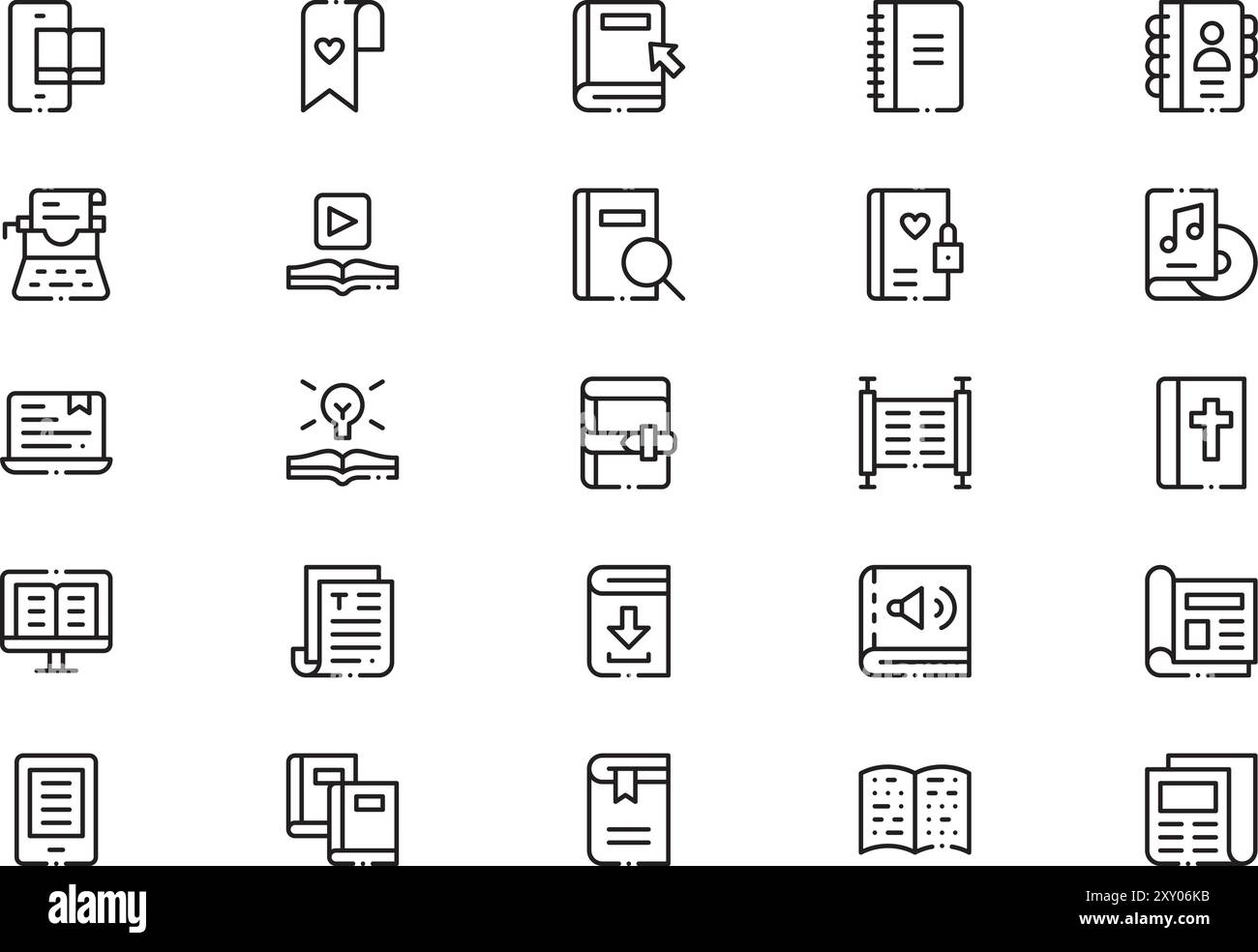 Books icons collection is a vector illustration with editable stroke ...