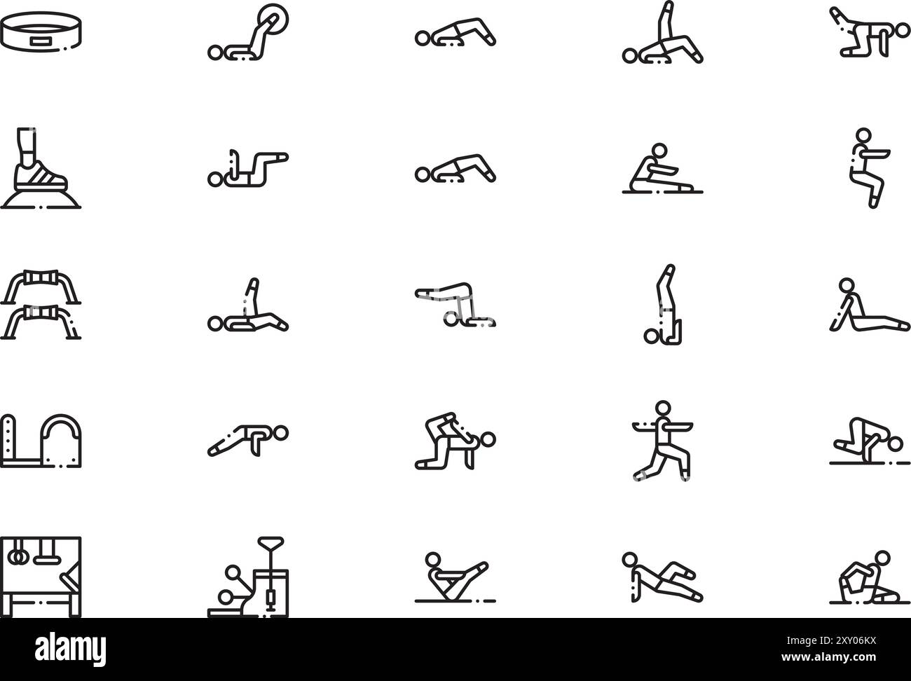 Pilates icons collection is a vector illustration with editable stroke ...