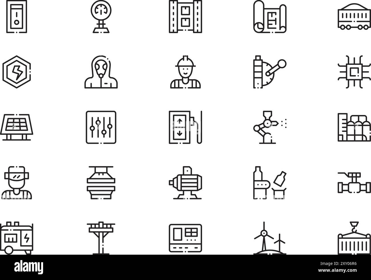 Industrial process icons collection is a vector illustration with ...