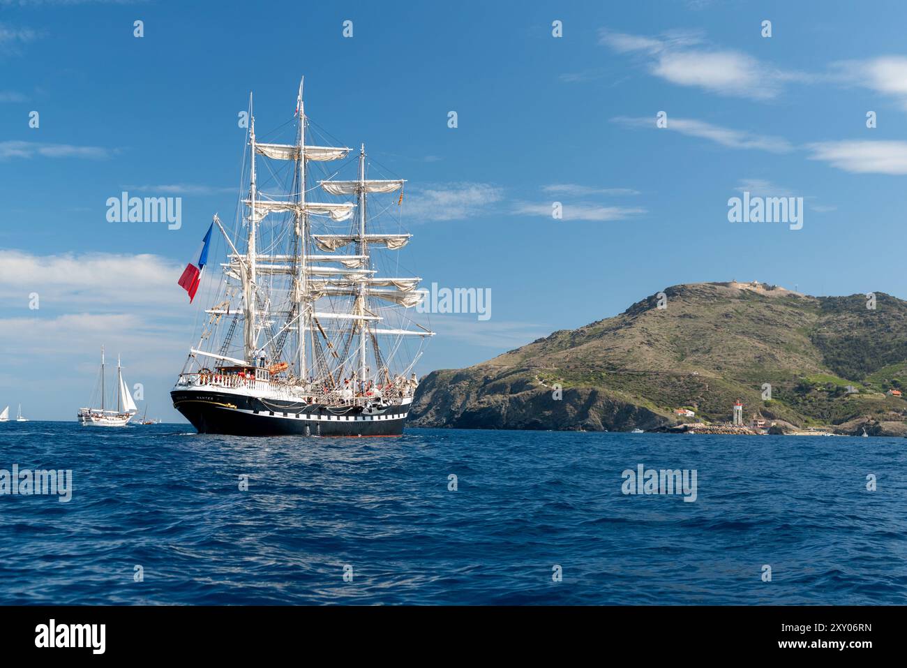 The three-masted ship Belem in Port-Vendres for the town's bicentenary ...