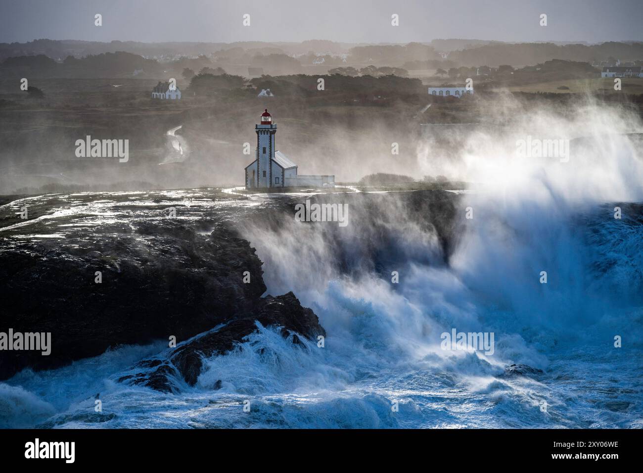 Storm Ciaran over “Belle-Ile” island off the coasts of Brittany (north ...
