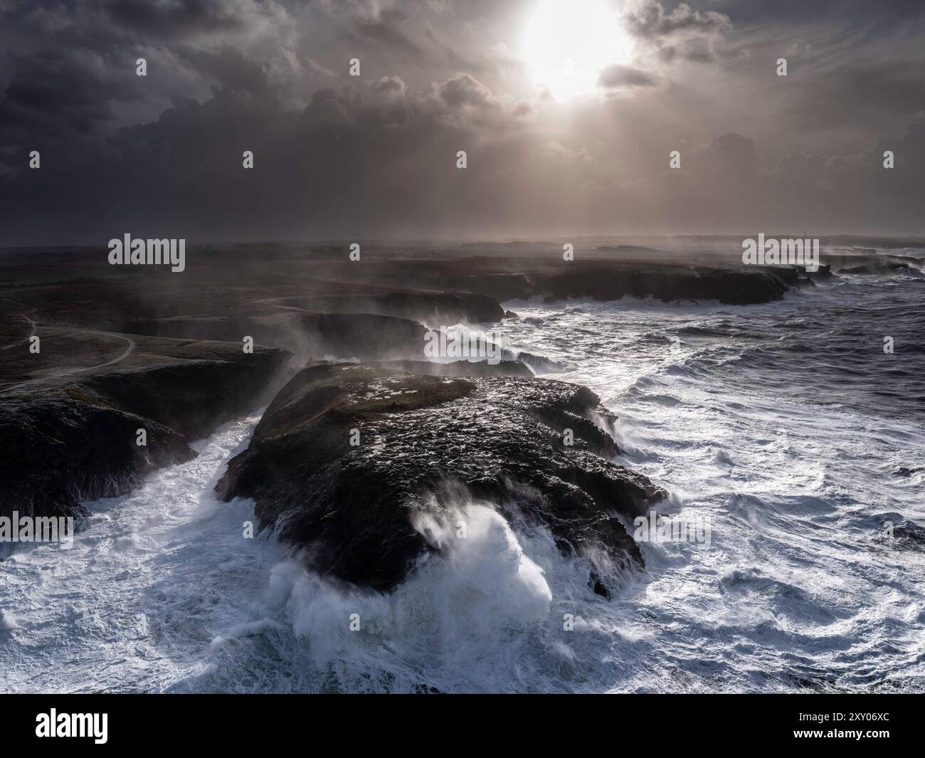 Storm Ciaran over “Belle-Ile” island off the coasts of Brittany (north ...