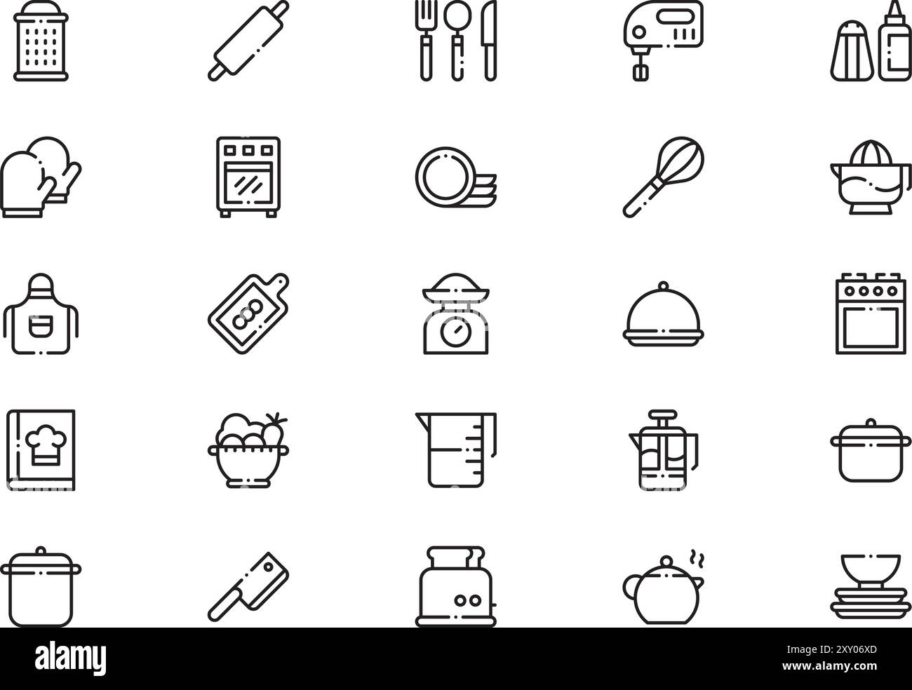 Kitchen icons collection is a vector illustration with editable stroke ...