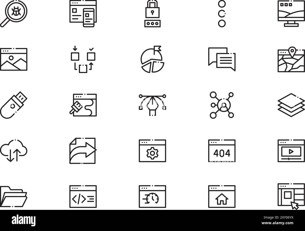 Web development icons collection is a vector illustration with editable ...