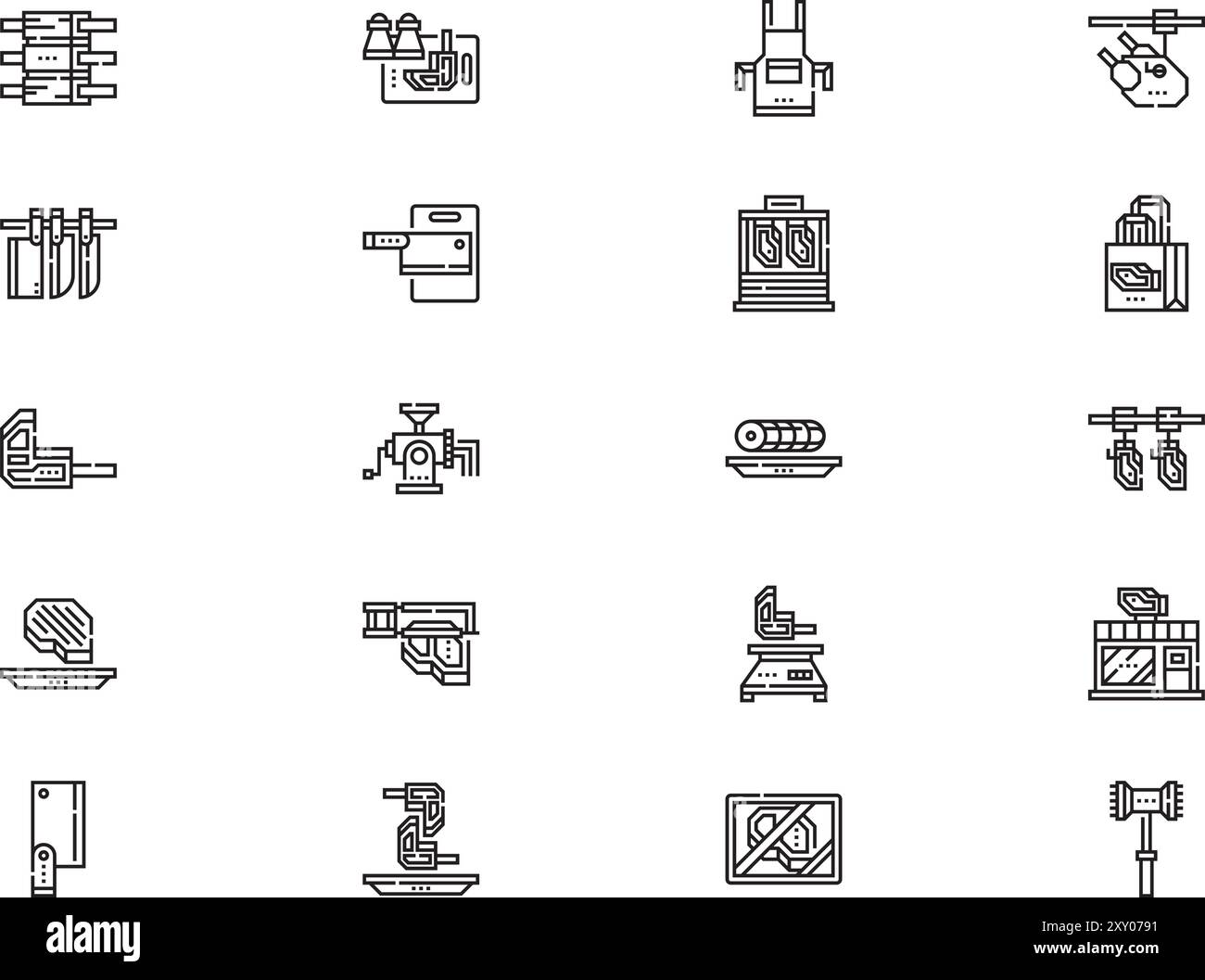 Butcher icons collection is a vector illustration with editable stroke ...