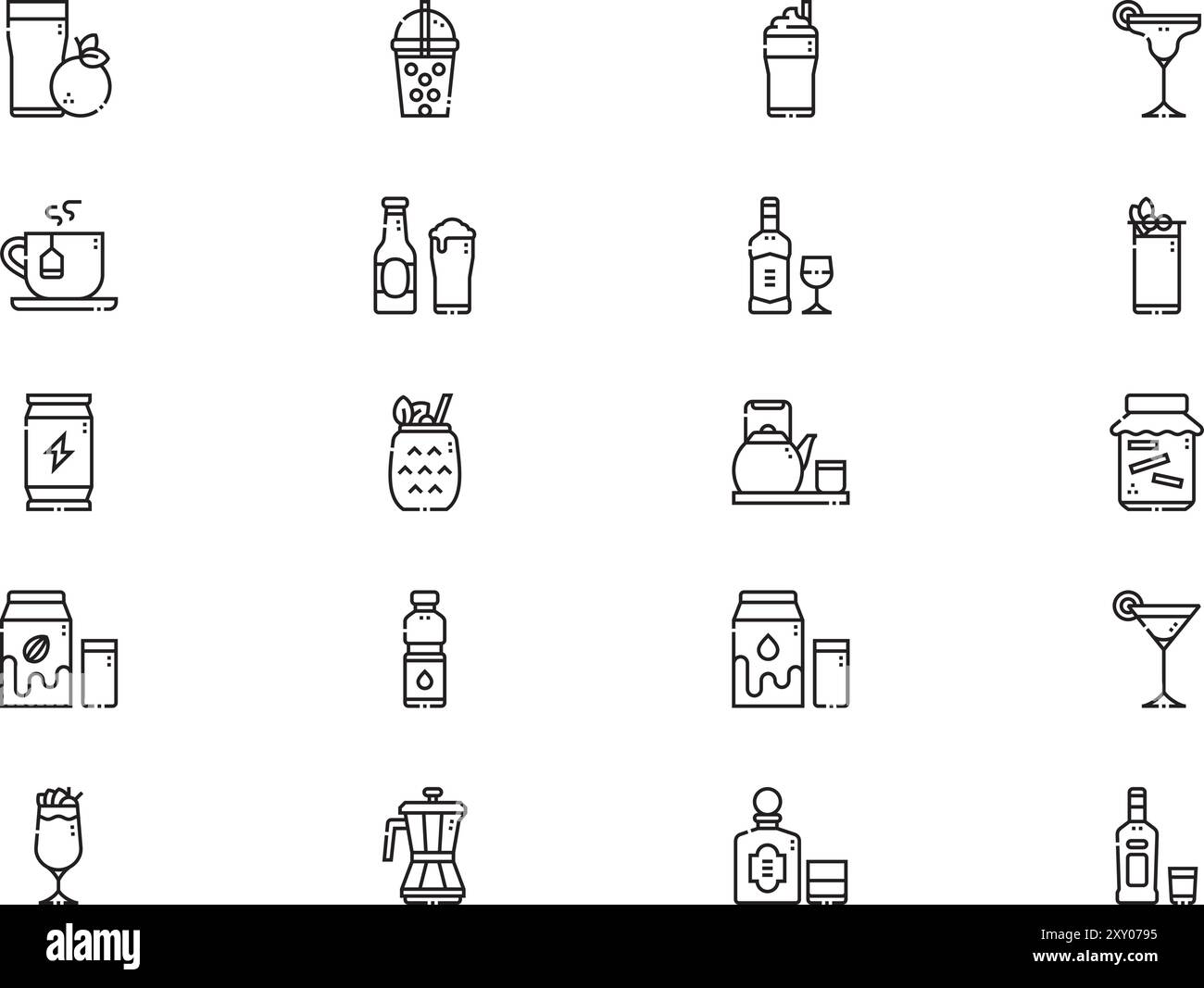 Beverages Icons Collection Is A Vector Illustration With Editable