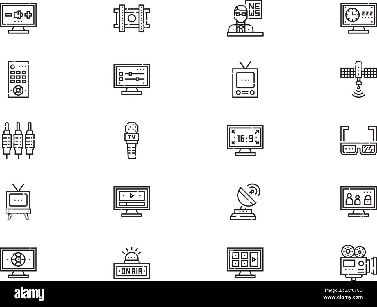 Television icons collection is a vector illustration with editable ...