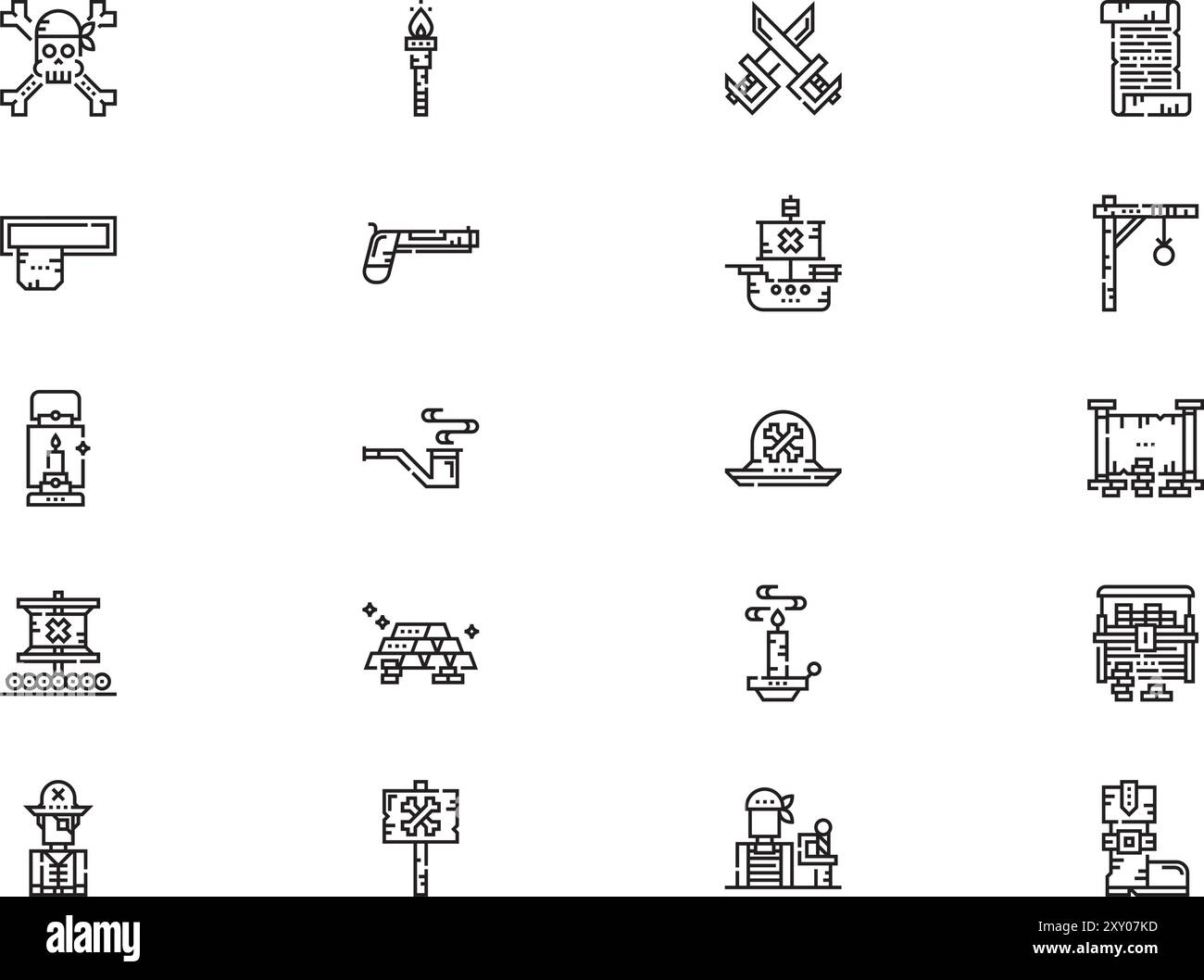 Pirates icons collection is a vector illustration with editable stroke ...