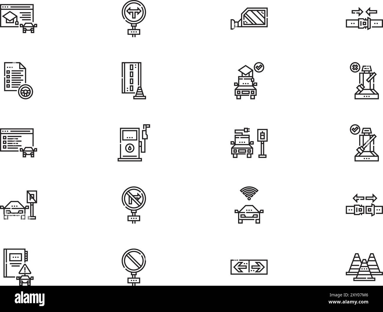 Driving school icons collection is a vector illustration with editable ...