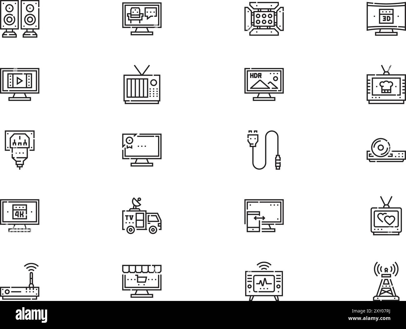 Television icons collection is a vector illustration with editable ...