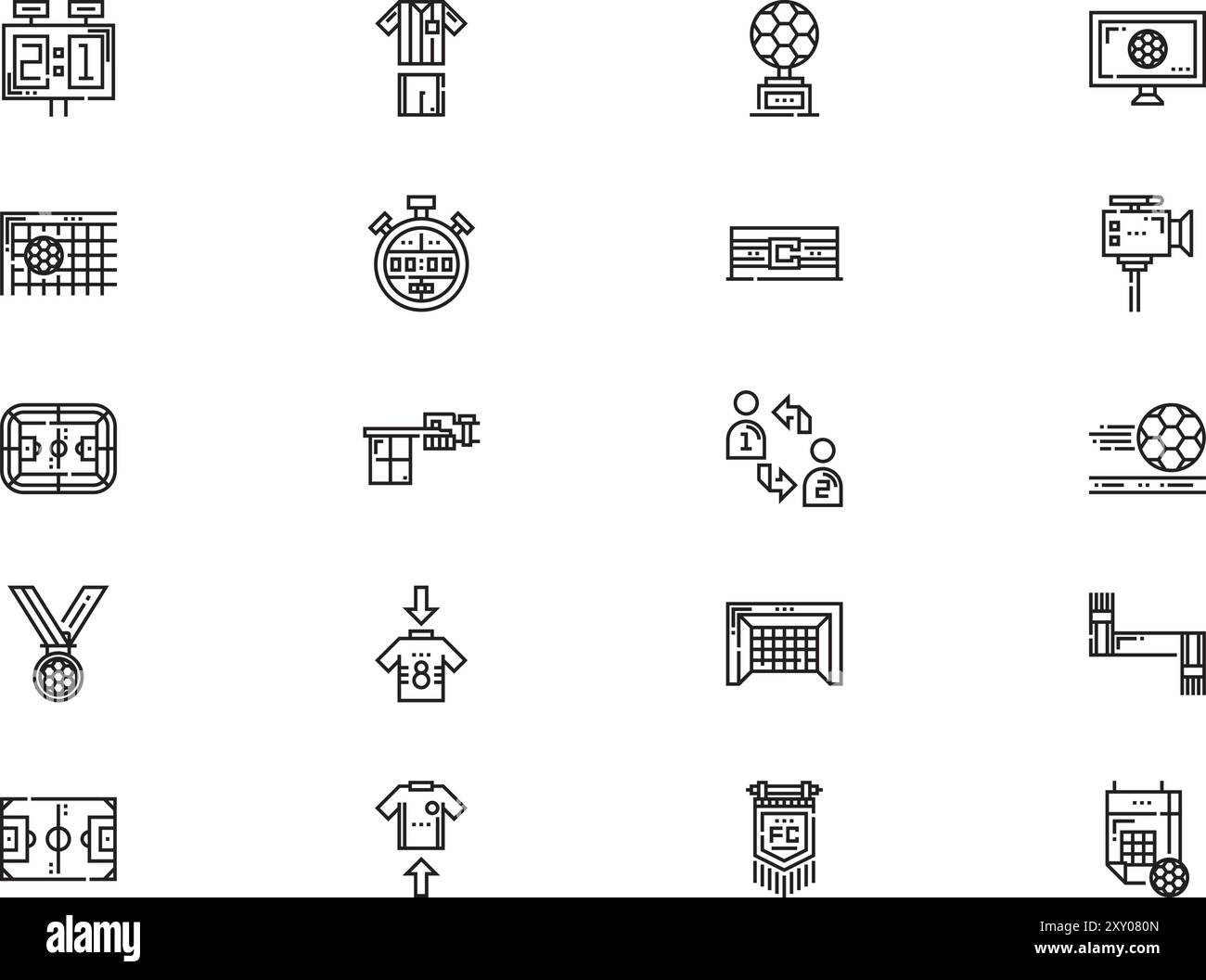 Soccer icons collection is a vector illustration with editable stroke ...