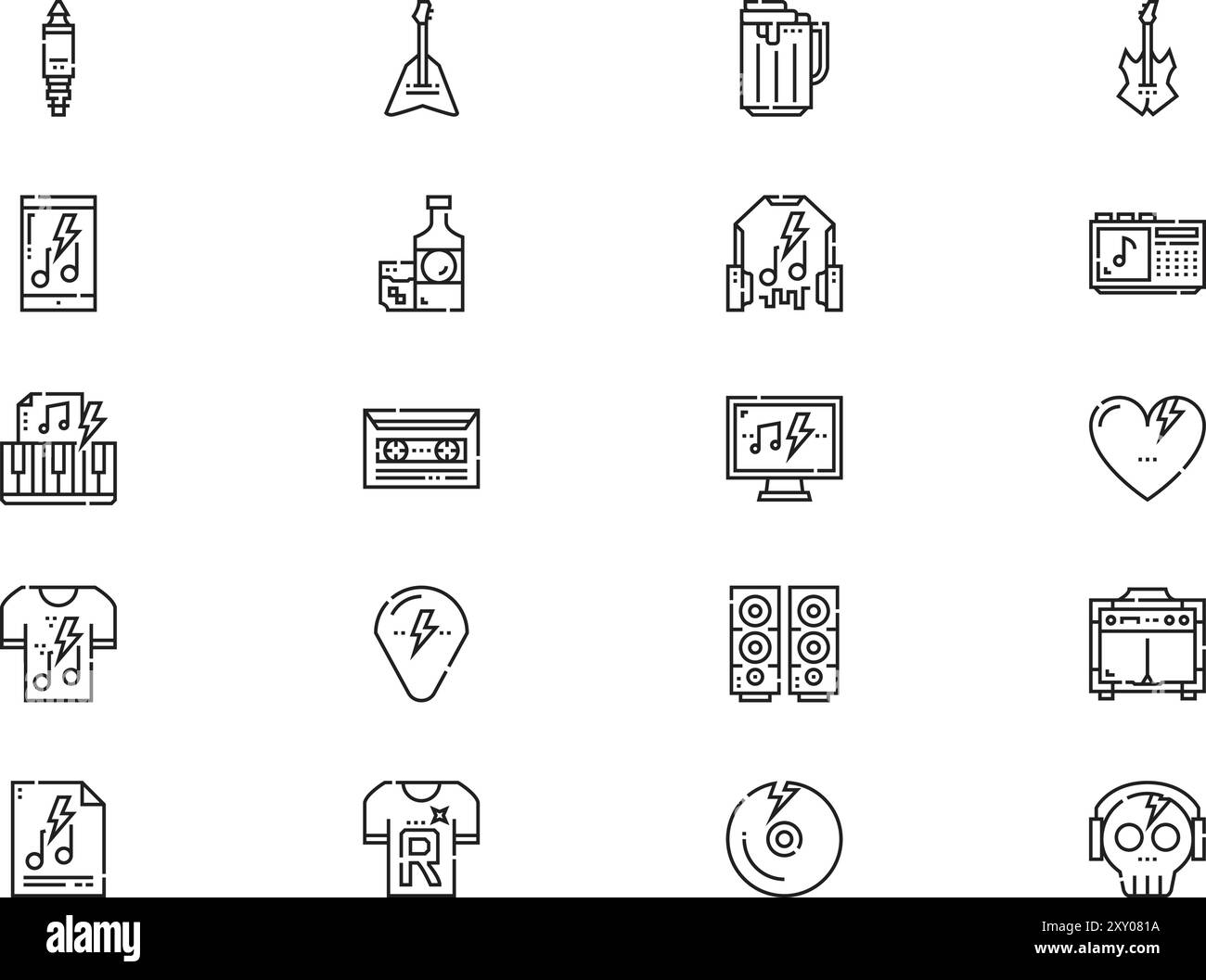 Rock and roll icons collection is a vector illustration with editable ...