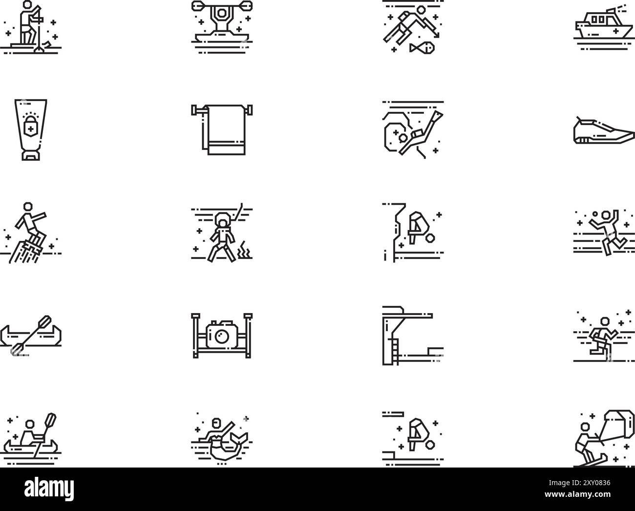 Aquatic sports icons collection is a vector illustration with editable ...