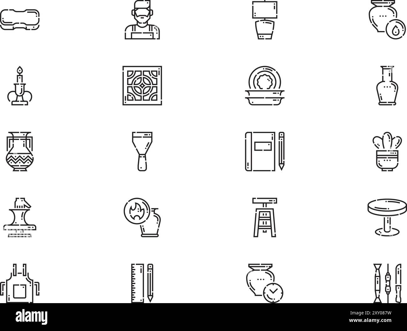 Pottery and ceramics icons collection is a vector illustration with ...