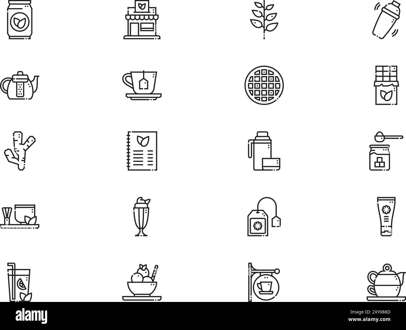 Tea icons collection is a vector illustration with editable stroke ...
