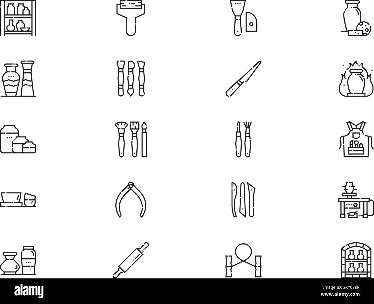 Pottery and ceramics icons collection is a vector illustration with ...
