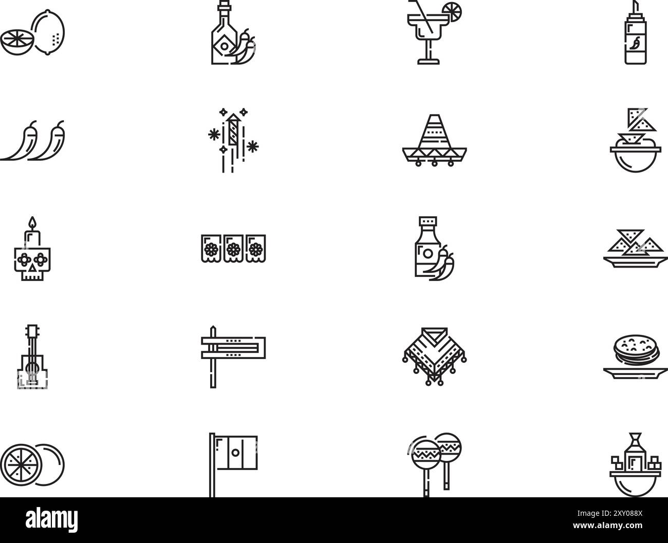 Cinco de mayo icons collection is a vector illustration with editable ...