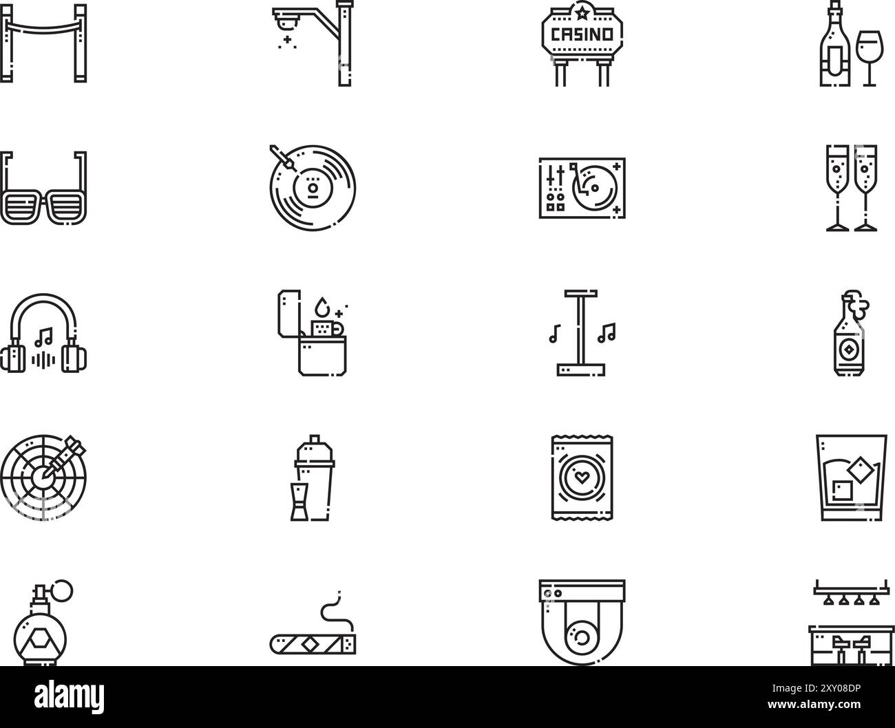 Night life icons collection is a vector illustration with editable ...