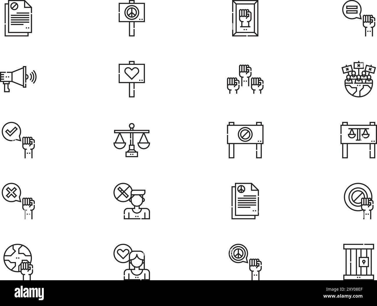 Activism icon collection is a vector illustration with editable stroke ...