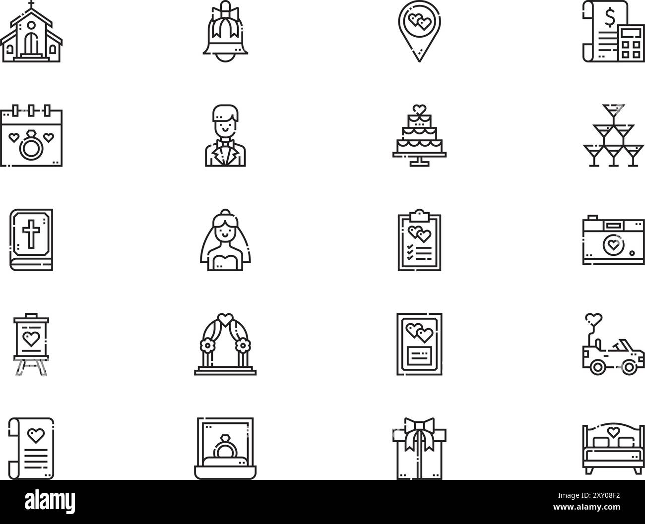Wedding icons collection is a vector illustration with editable stroke ...