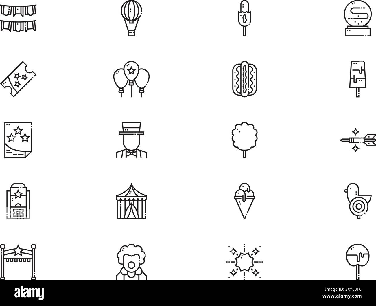 Fair icons collection is a vector illustration with editable stroke ...
