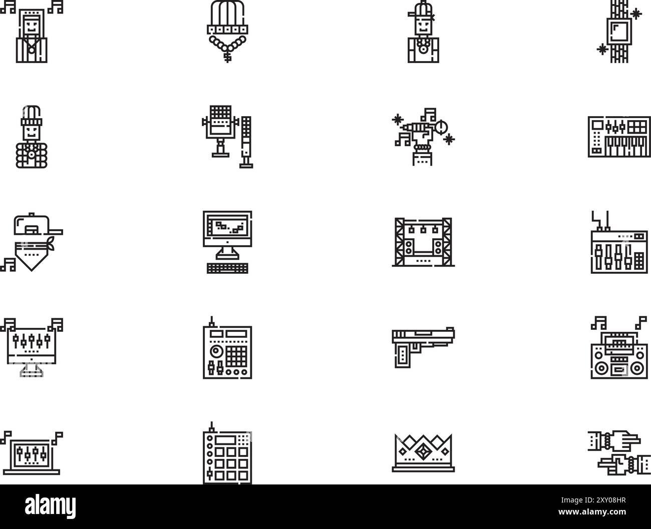 Hip hop icons collection is a vector illustration with editable stroke Stock Vector Image & Art ...